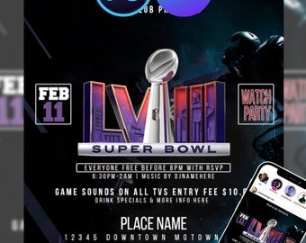 Editable Super Bowl 49ers Vs Chiefs 2024 Watch Party Flyer, Edit on ...
