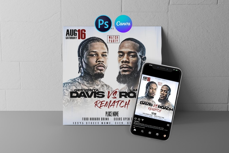 Gervonta Davis Vs Lamont Roach Flyer, Edit on Cava and Photoshop Watch ...