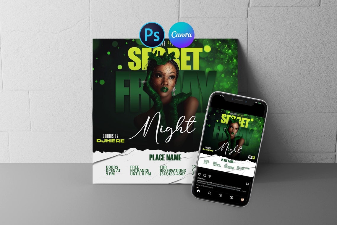 Secret Fridays Flyer,club Flyer, DIY Flyer Template Design, Event Flyer ...