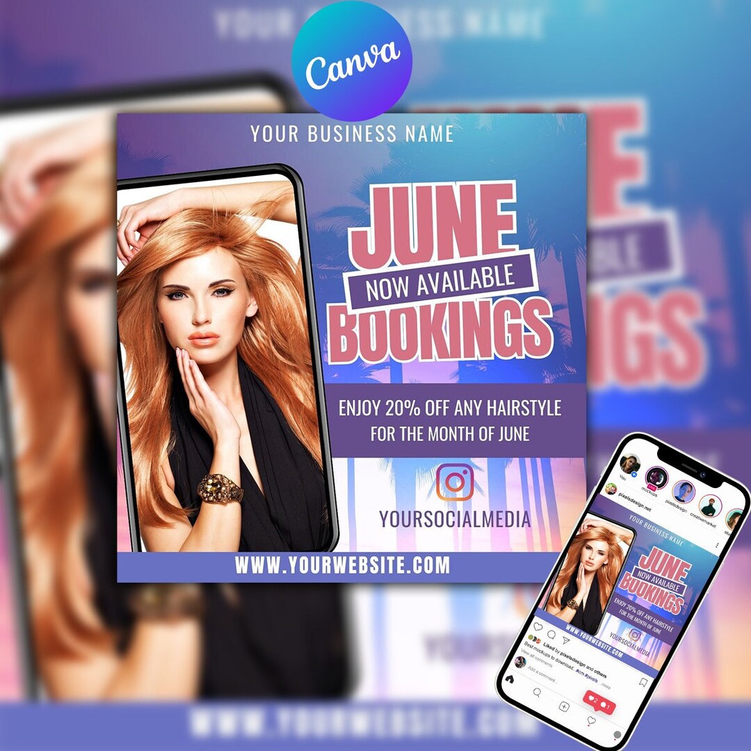 June Booking, Openings, June Appointments Available, Editable Canva ...