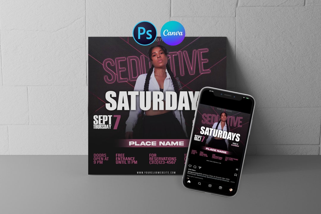 Seductive Saturday Flyer Club Flyer, DIY Flyer Template Design, Event ...