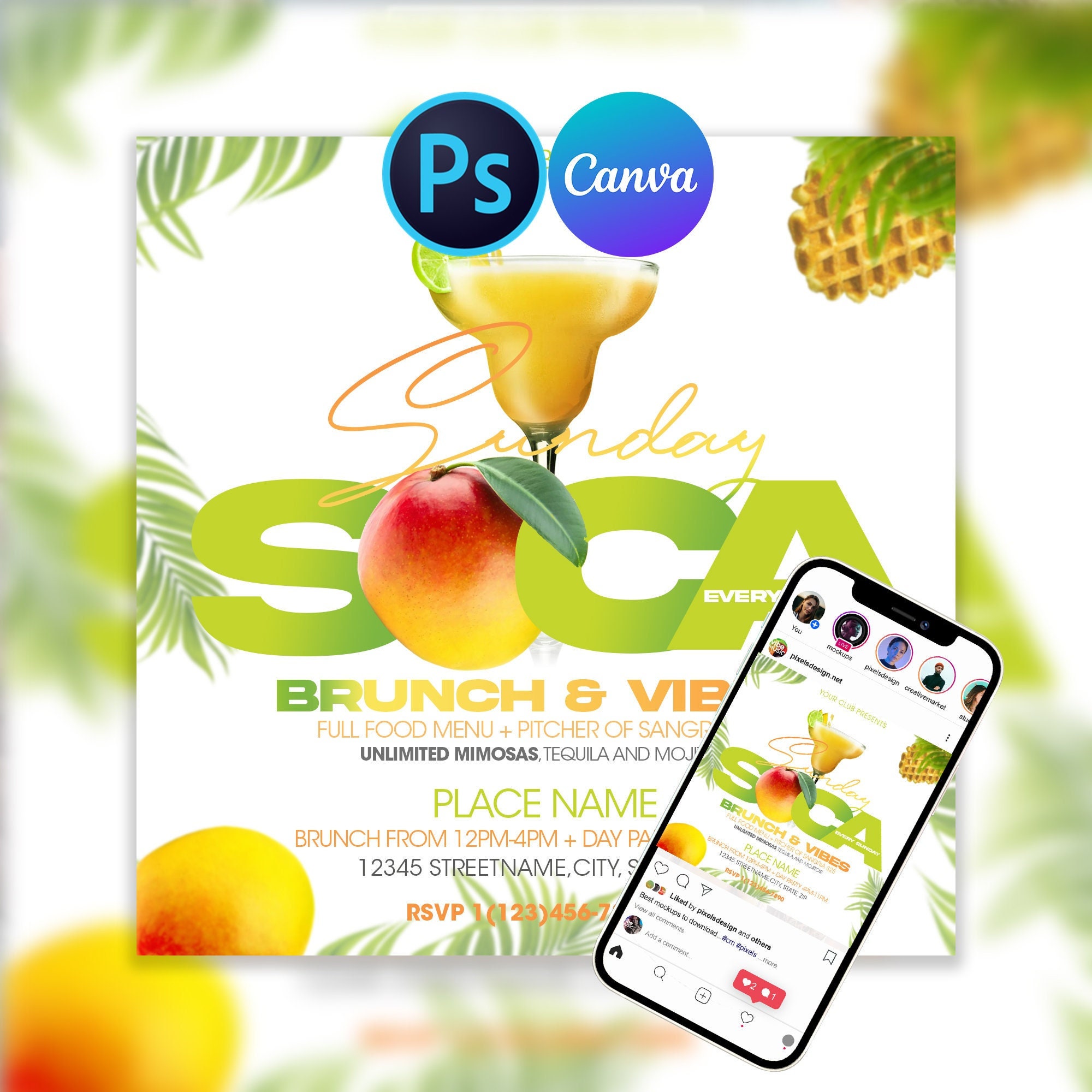 Sunday SOCA Brunch and Vibes Rnb Flyer,club Flyer, DIY Flyer Template ...