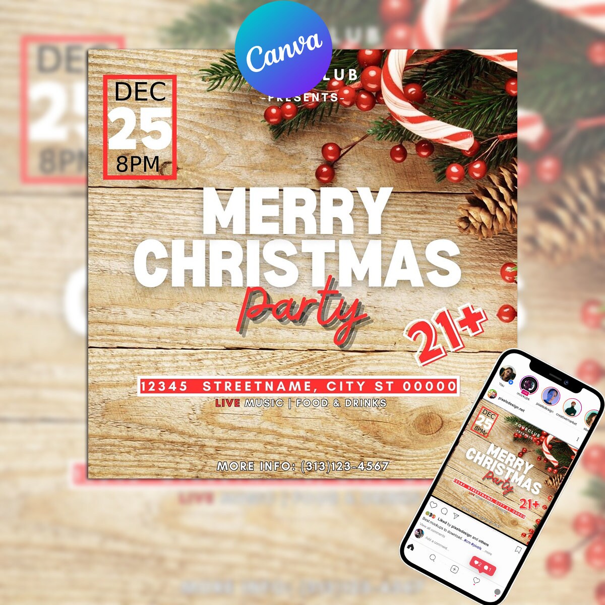 Christmas Flyer, Social Media Flyer, Editable Christmas Party ...