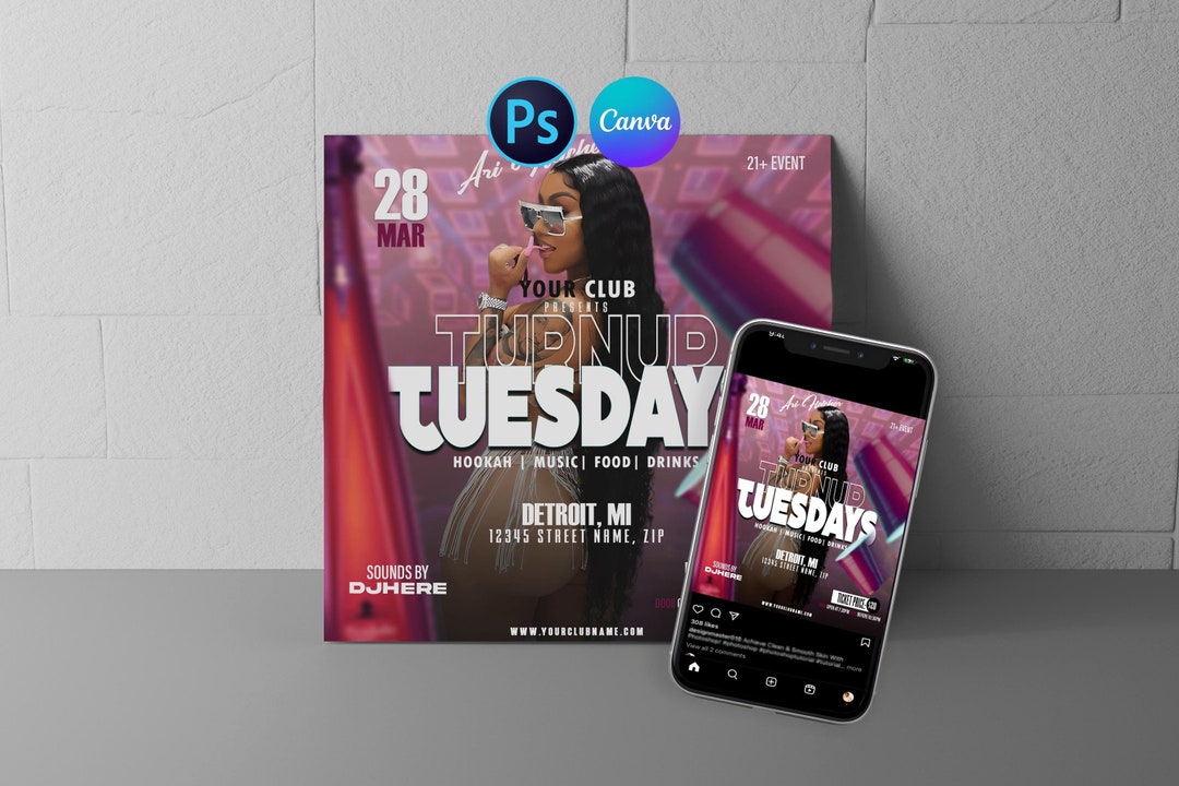 Turn up Tuesdays Party Flyer, Club Flyer, DIY Flyer Template Design ...