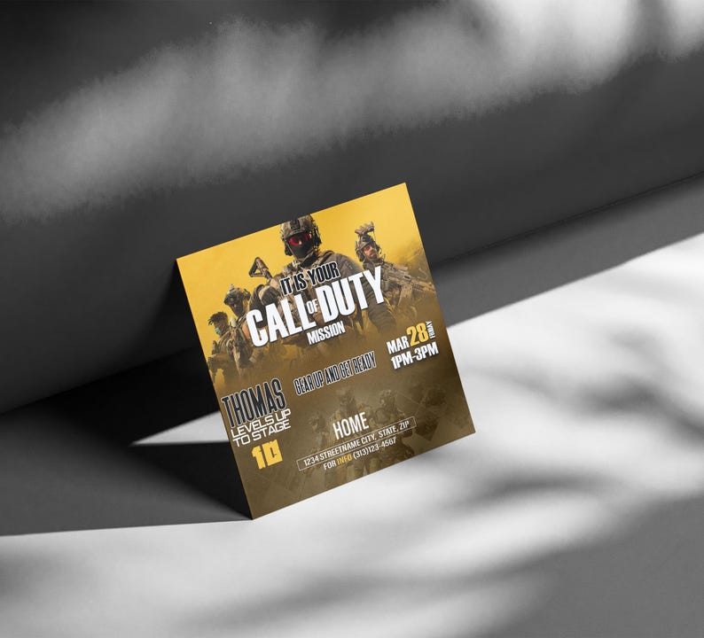 Calling All Soldiers Invitation, Military Video Game, Airsoft Party ...