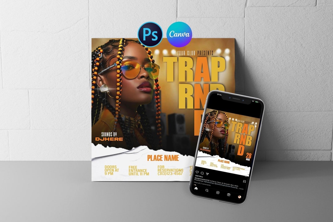 Trap Rnb Flyer,club Flyer, DIY Flyer Template Design, Event Flyer ...