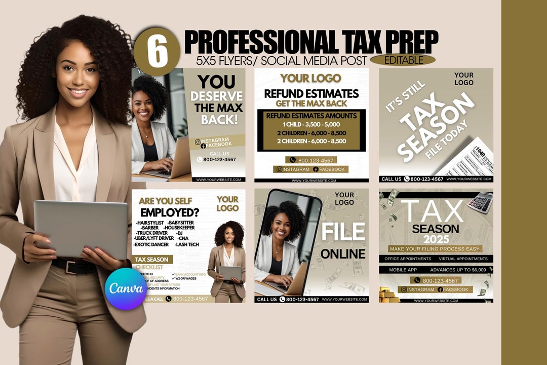 6 Professional Tax Prep Flyers, Tax Service Flyer Templates, Tax Prep ...