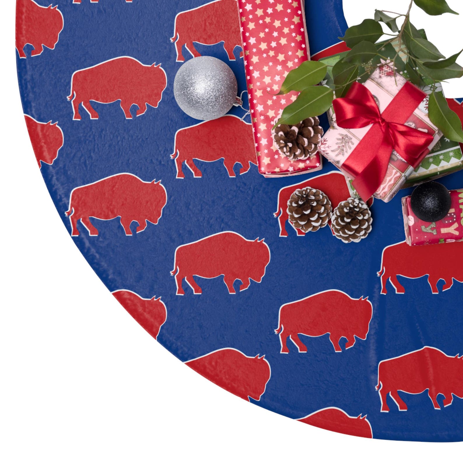 Buffalo Bills-inspired Round Tree Skirt | Buffalo Football Tree Skirt ...