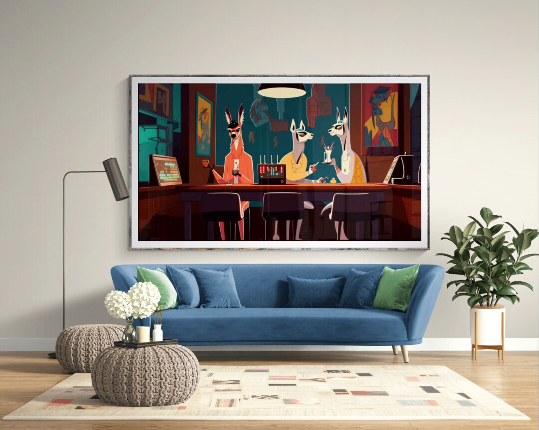 Llamas in a Bar V3 Digital High Res Image - Etsy