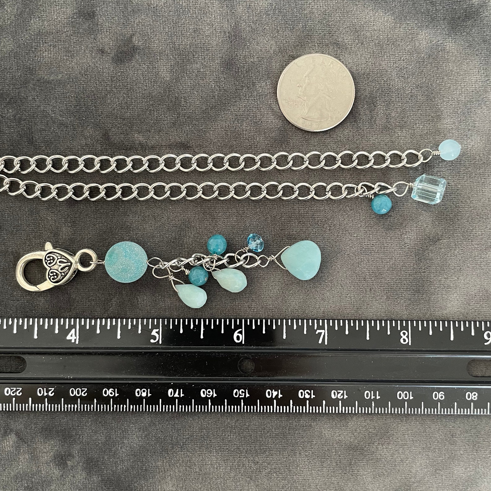 Petite Asymmetrical Blue Agate, Aventurine, Swarovski Crystal Beads ...