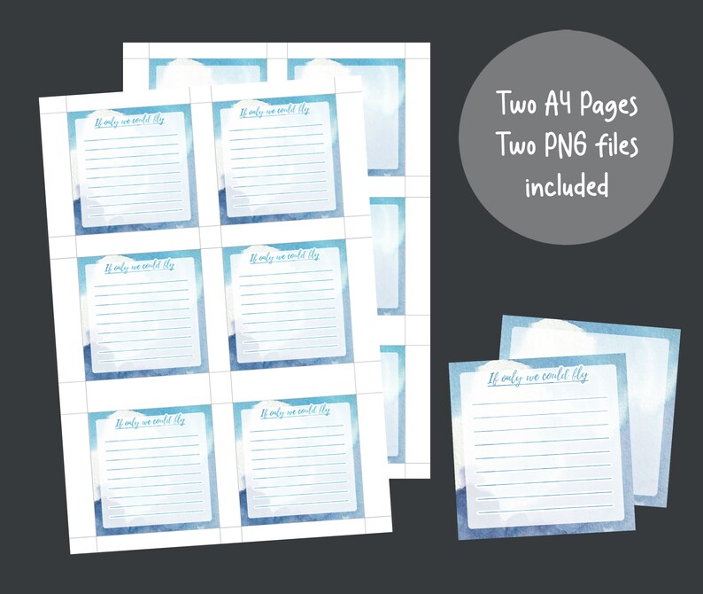 Printable Memo Sheet Watercolor Clouds Scenery Landscape Memo Pad Memo ...