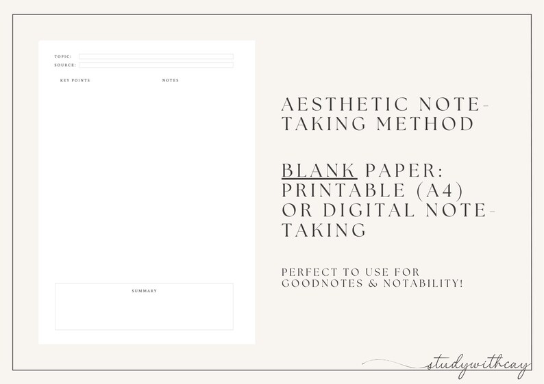Cornell Note-taking Printable Template Bundle | Digital Notetaking for ...