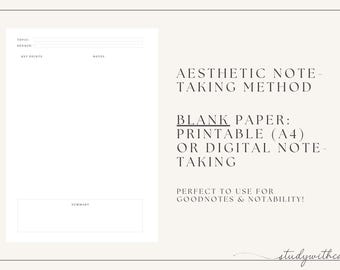 Cornell Note-taking Printable Template Bundle | Digital Notetaking for ...