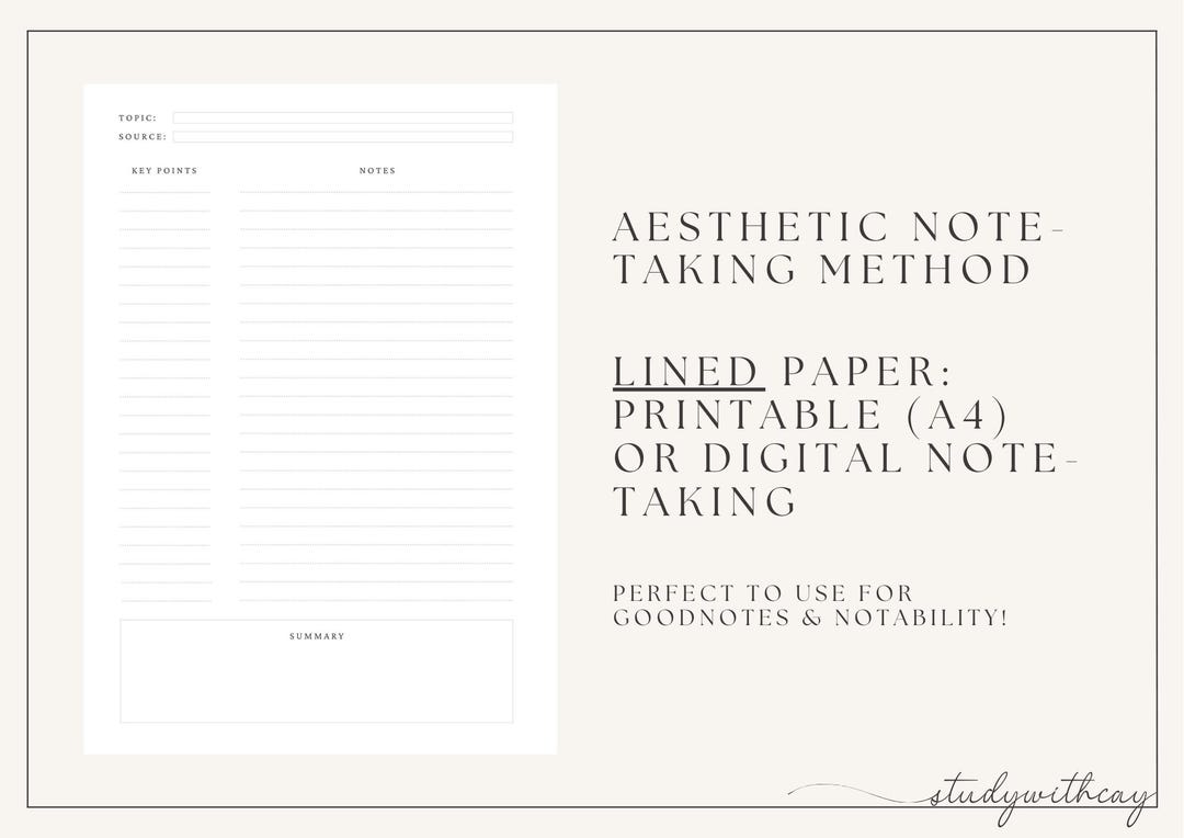 Lined Cornell Note-taking Template for Digital Use | Goodnotes ...