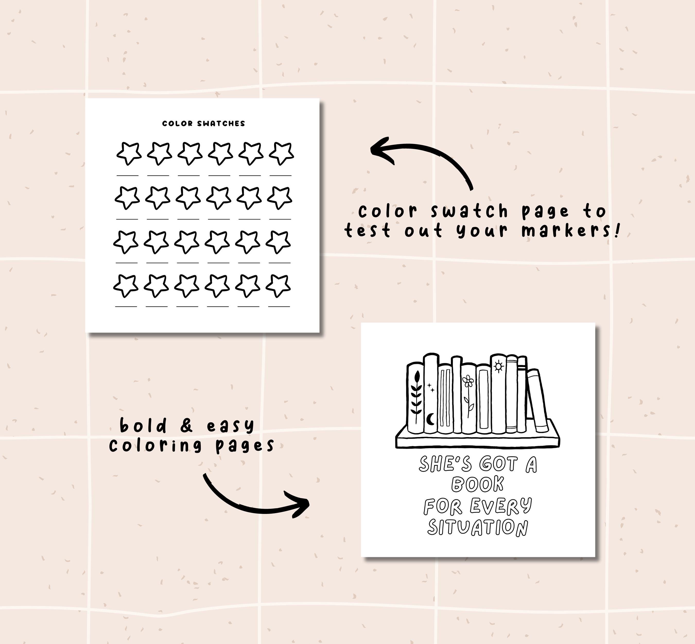 40 Bookish Coloring Pages for Book Lovers, Bold and Easy Designs for ...