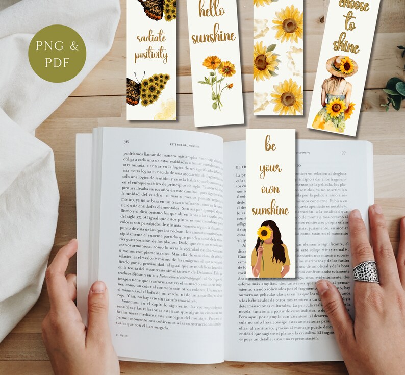 5 Printable Sunflower Bookmarks, Bookmark PNG, Sublimation Bookmarks, Bookmark Lovers - Etsy