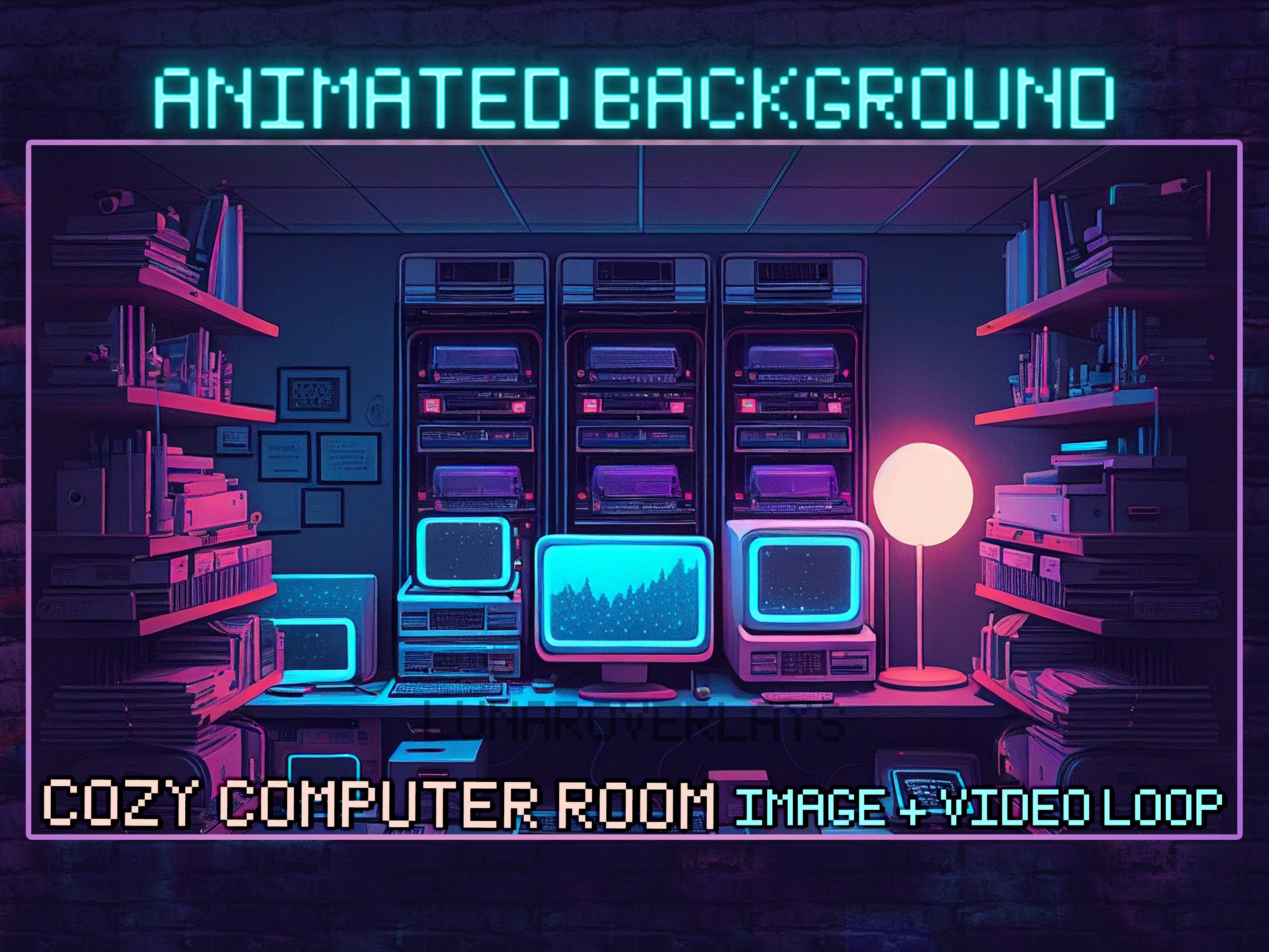 Animated Background Cozy Retro Computer Room Twitch Overlay for Streams ...