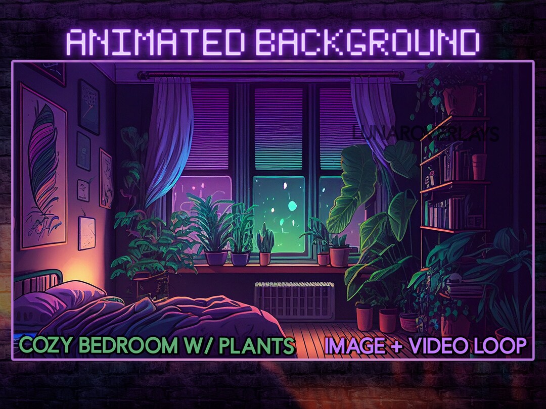 Animated Background Cozy Bedroom With Plants Twitch Overlay for Streams ...