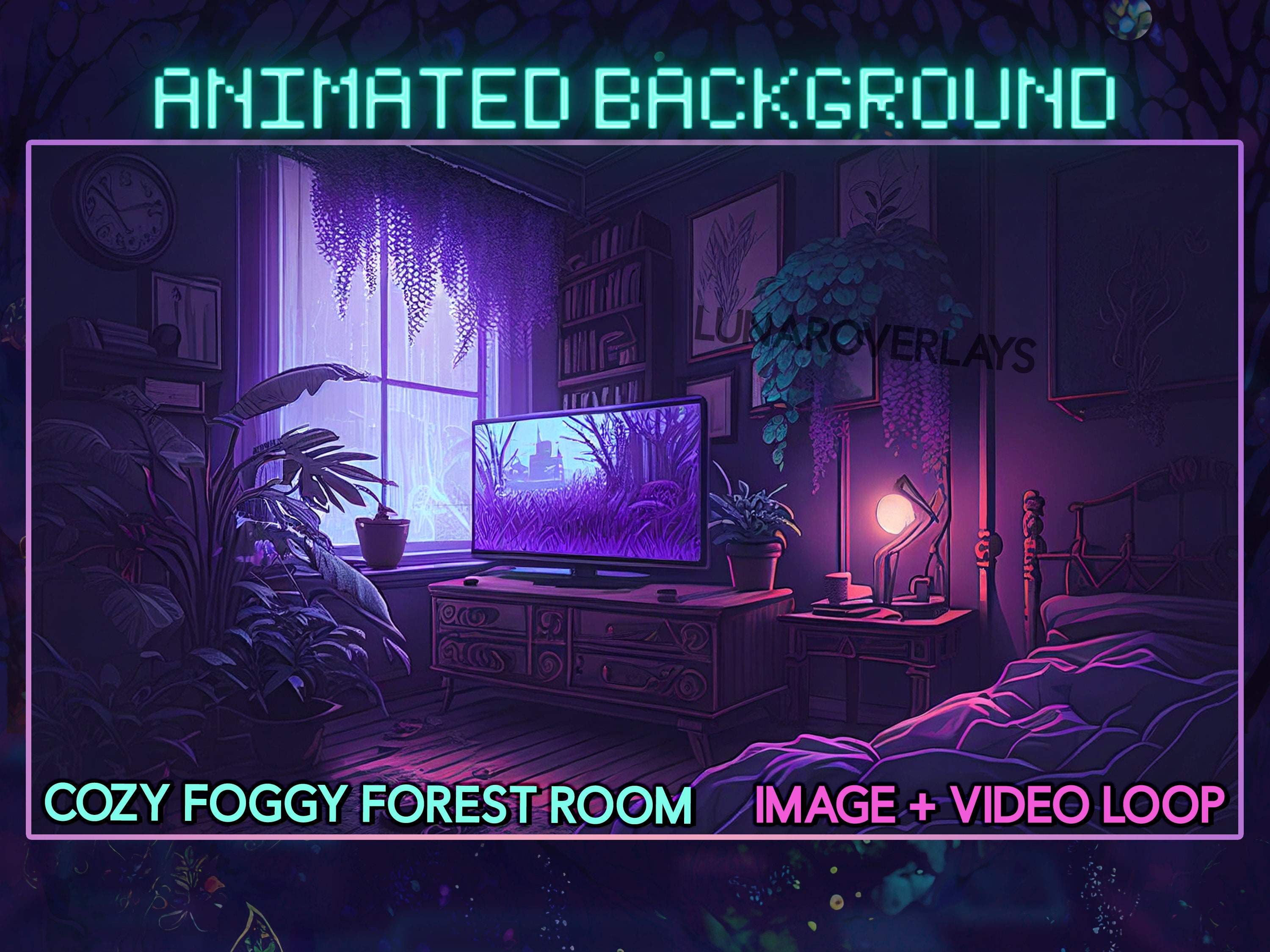 Animated Background Cozy Foggy Forest Room Twitch Overlay for Streams ...