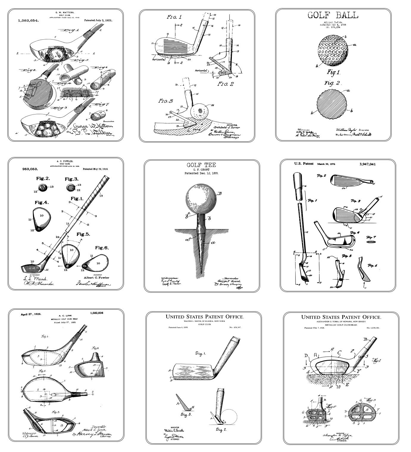 Golf Patent Designs - Coaster Pattern - Vector Designs for Any Laser ...