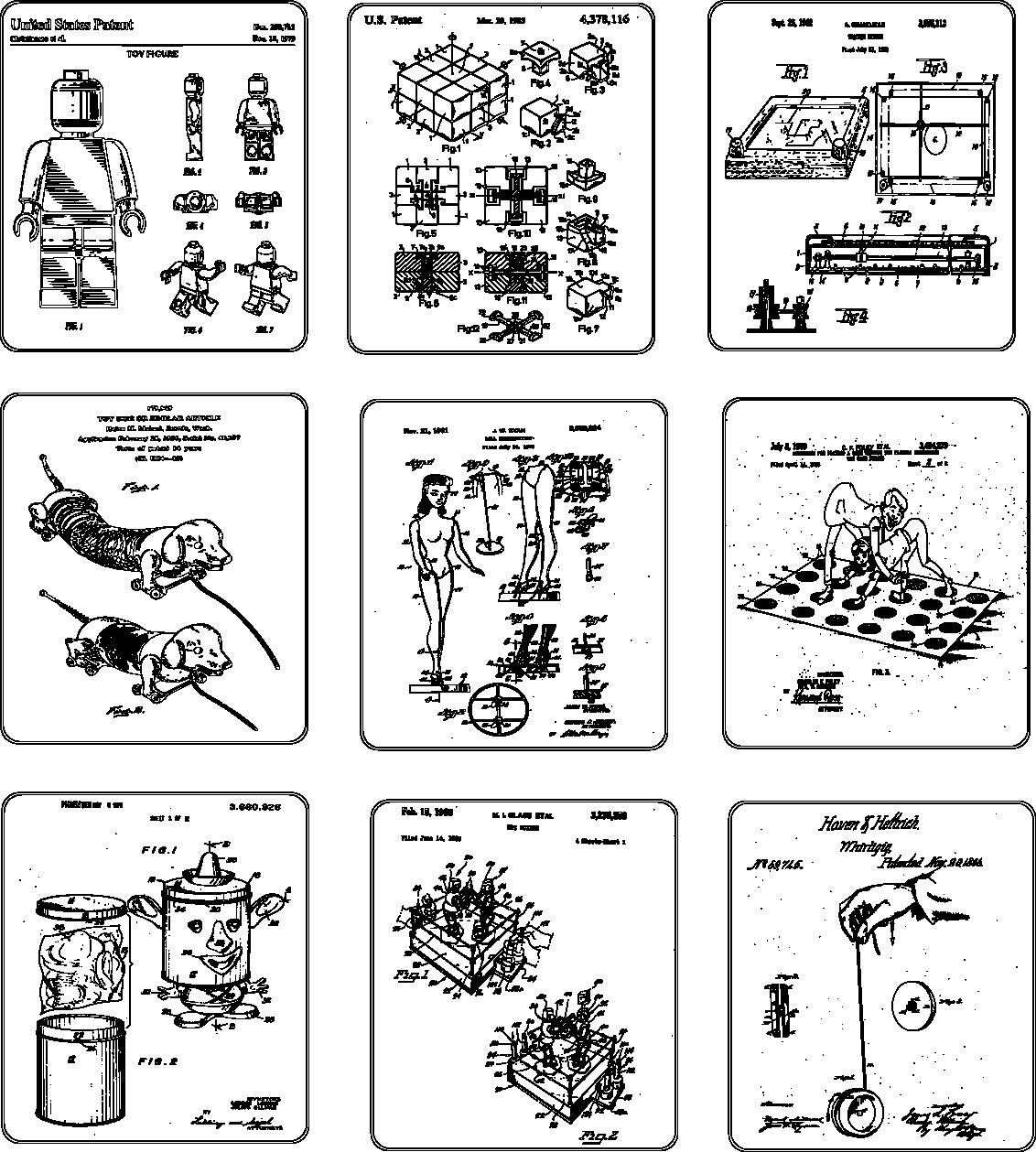 Toy Patent Graphics. Vector Format With Filled,outside Lines and ...