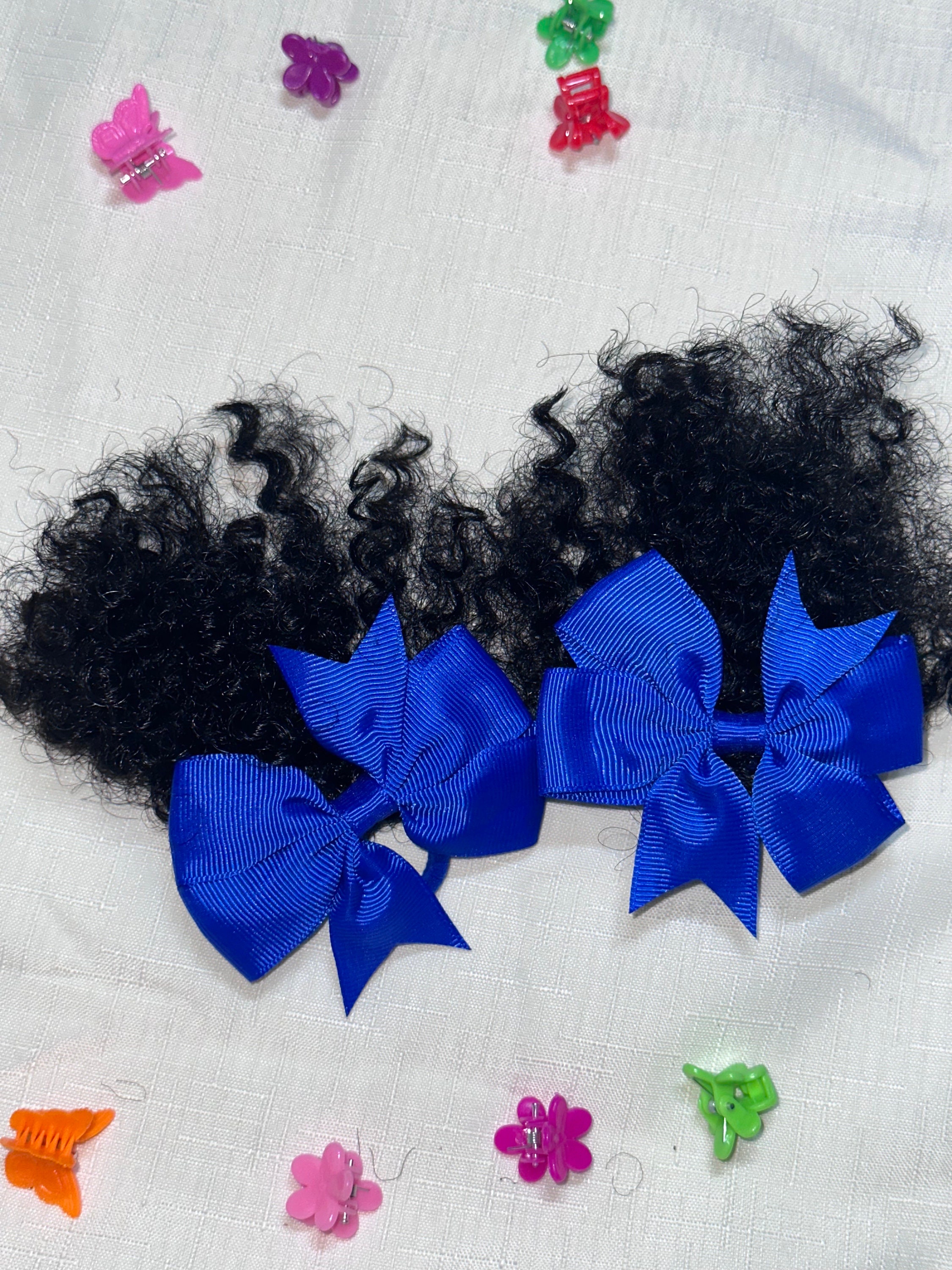 Kids Afro Puff Puff Ponytail Extensions, Clip Bows, and Adjustable ...
