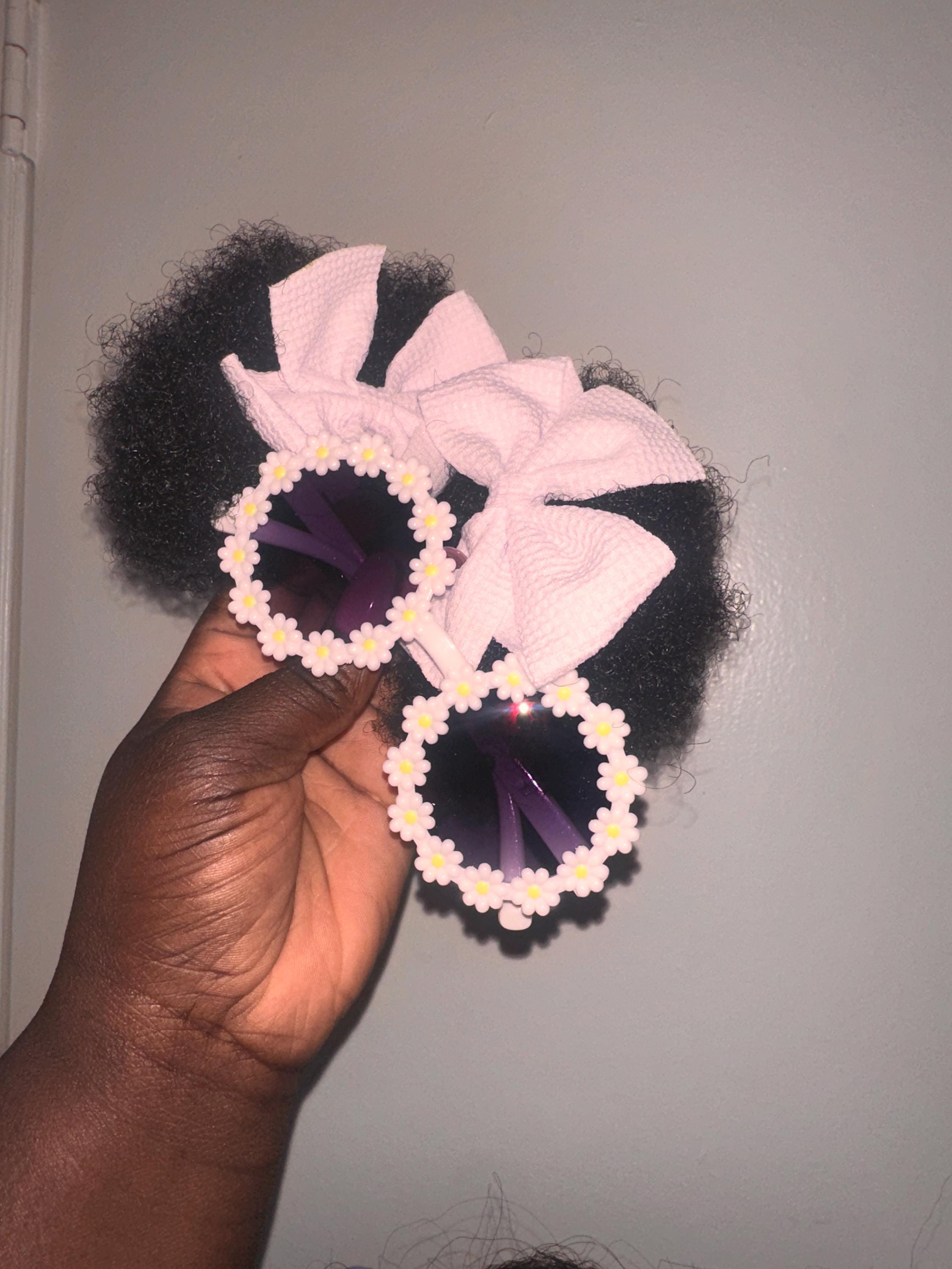 Kids Afro Puff Puff Ponytail Extensions, Clip Bows, and Adjustable ...