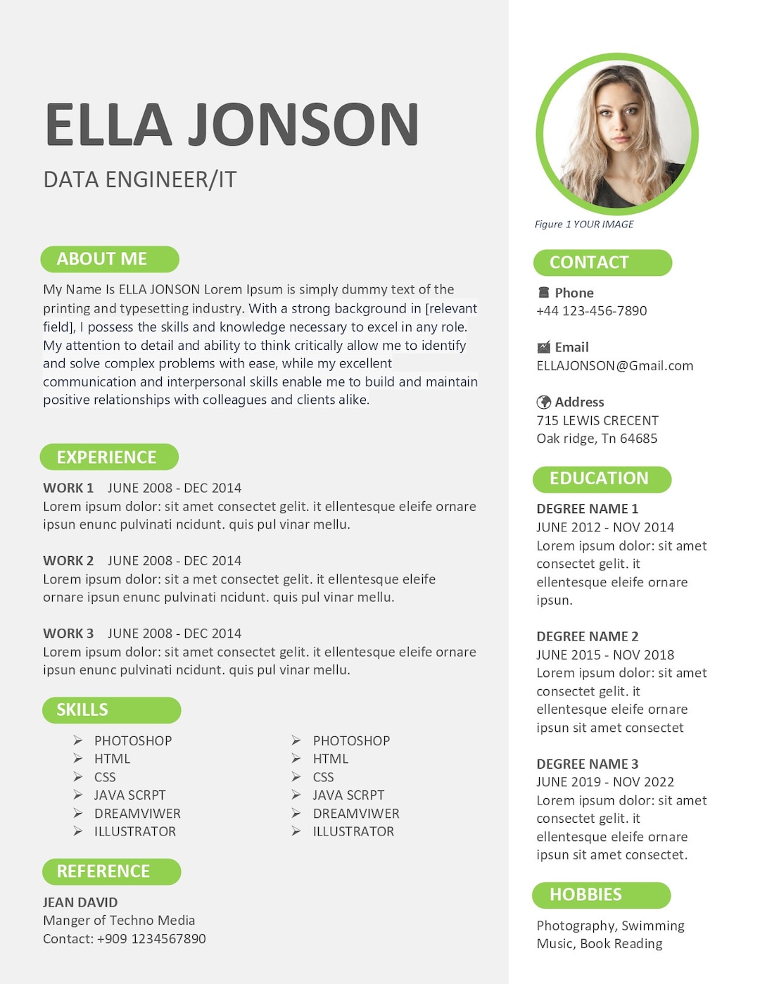CV TEMPLATE Resume Word. Trending Resume Template. Less Adjustments ...