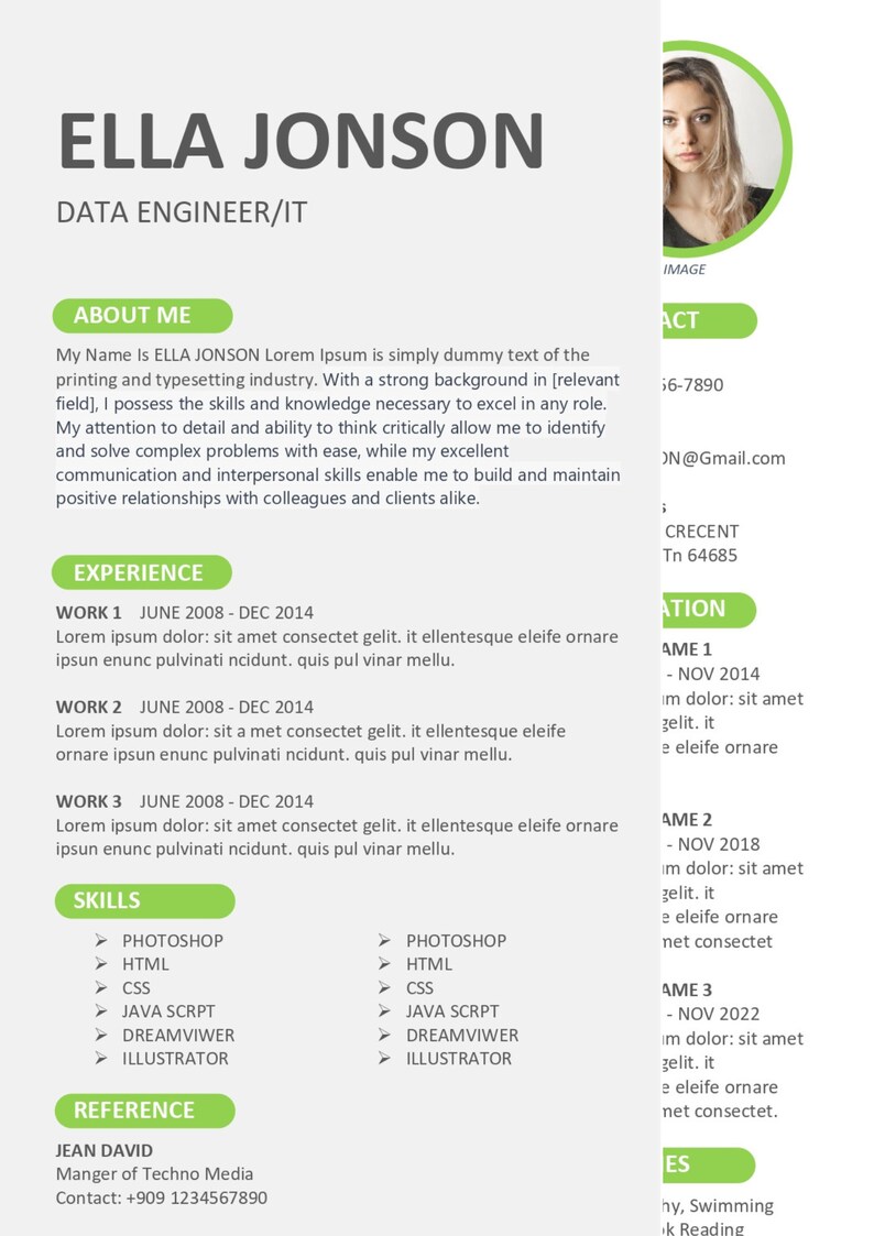 CV TEMPLATE Resume Word. Trending Resume Template. Less Adjustments ...