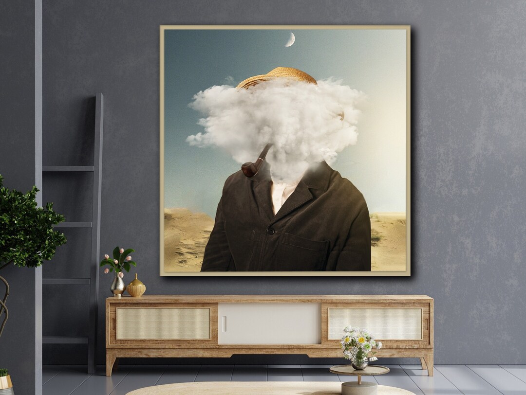 Pipe Smoking Man Canvas Print, Abstract Canvas, Smoking Man Canvas ...