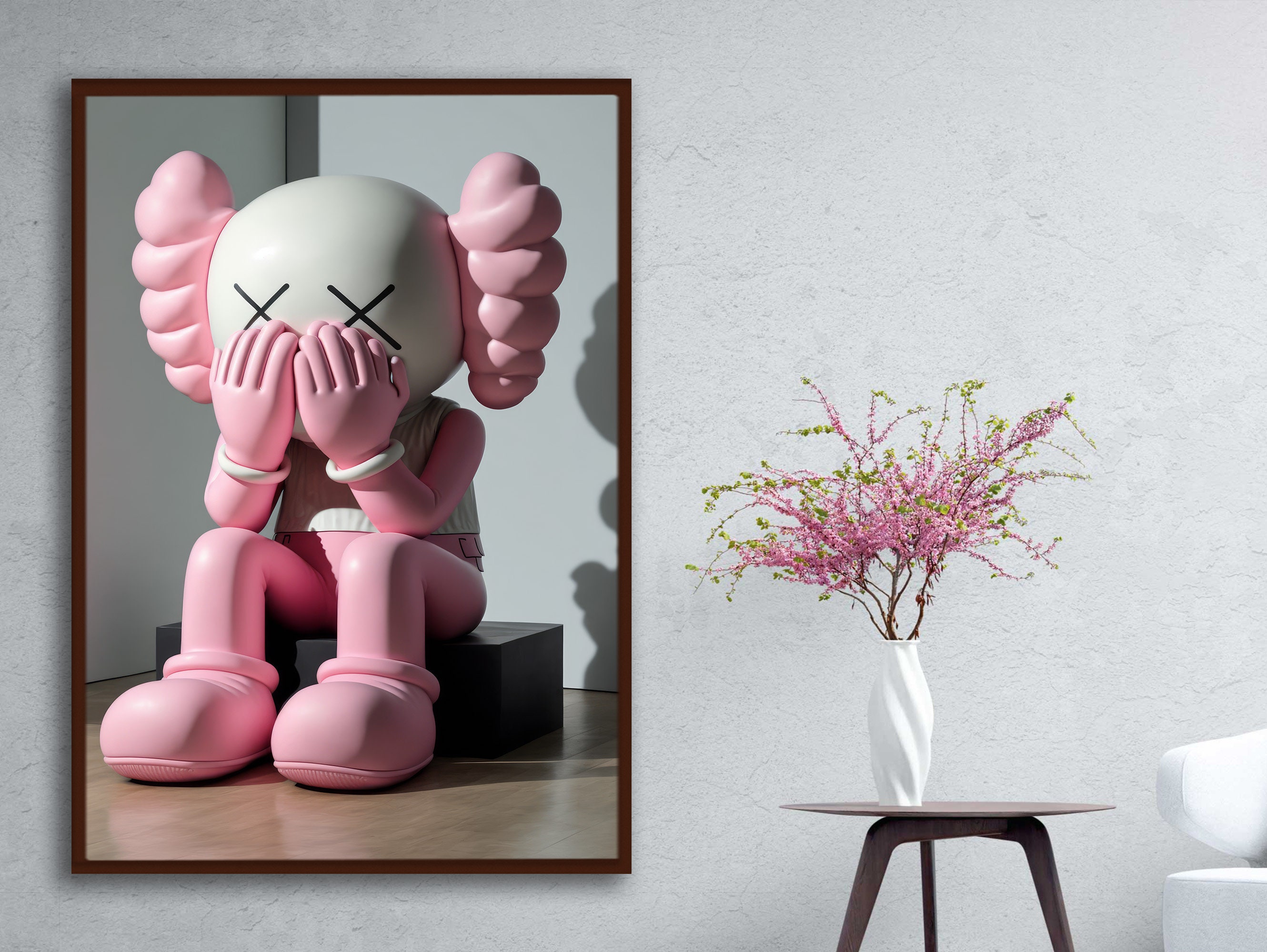Pink Kaws Canvas Print, Kaws Canvas, Kaws Wall Art, Kaws Poster, Framed ...