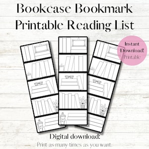 Bookcase Bookmarks Printable Bookshelf Coloring Bookmark, Gift for Her ...