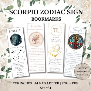 Scorpio Bookmarks Printable Gift for Scorpios Star Sign, Moon Sign ...