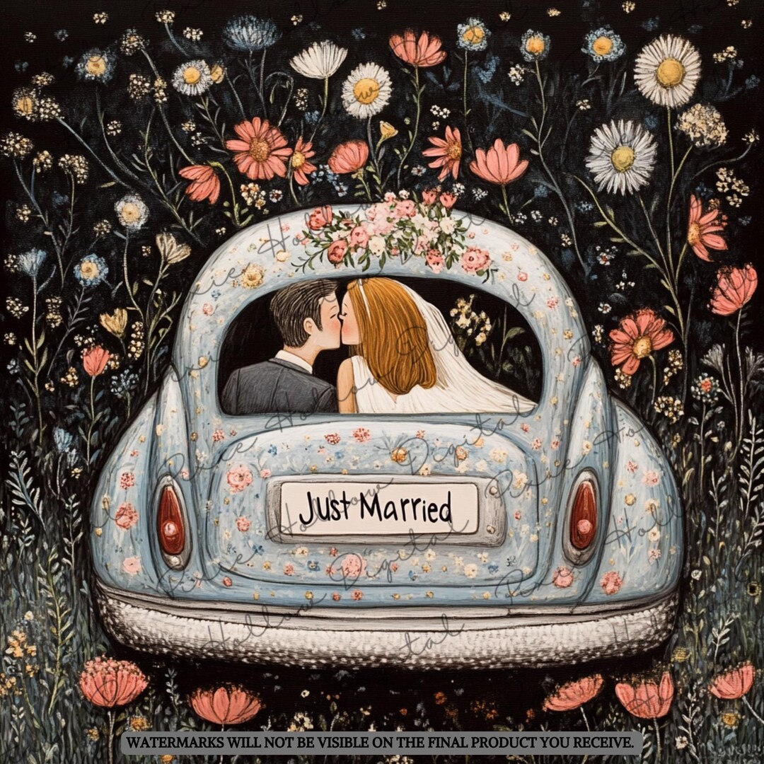 Clip Art Bundle: 15 Just Married Pngs for Junk Journaling, Card Making ...