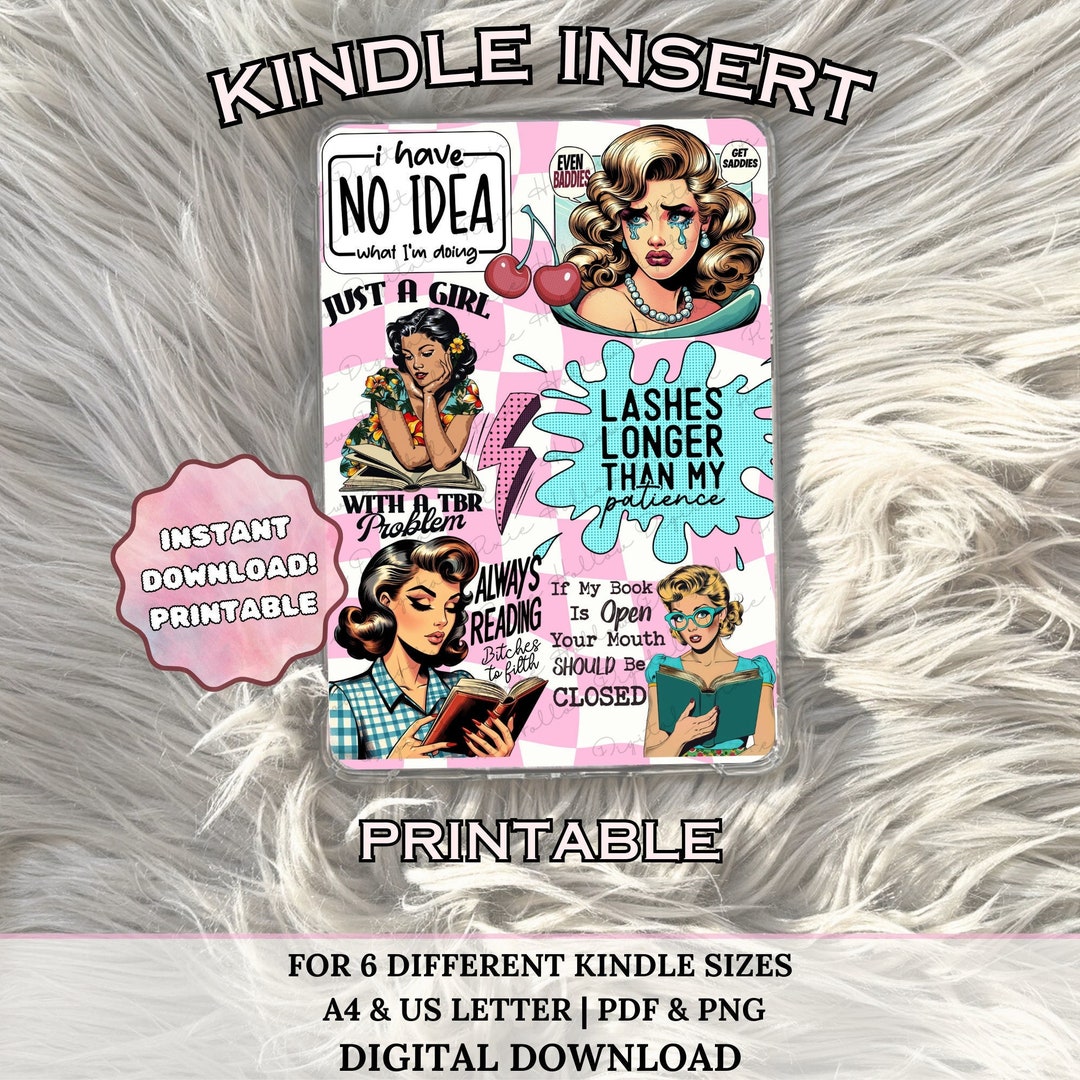 Printable Kindle Clear Cover Insert: Retro Girls Illustrations, Kindle ...