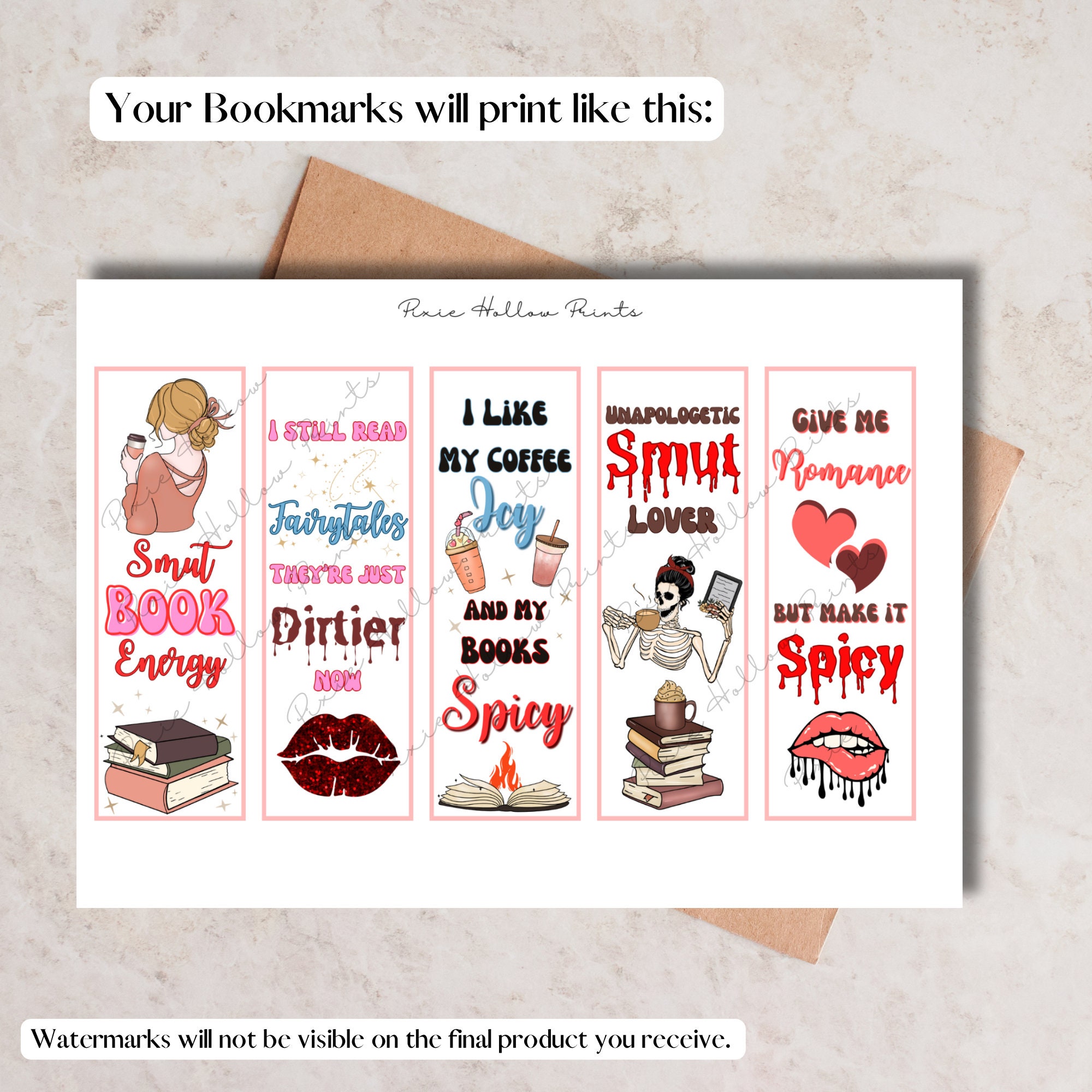 Smut Bookmarks Printable Gift for Smut Book Lovers, Bookish Spicy Books Bookmarks, Instant ...