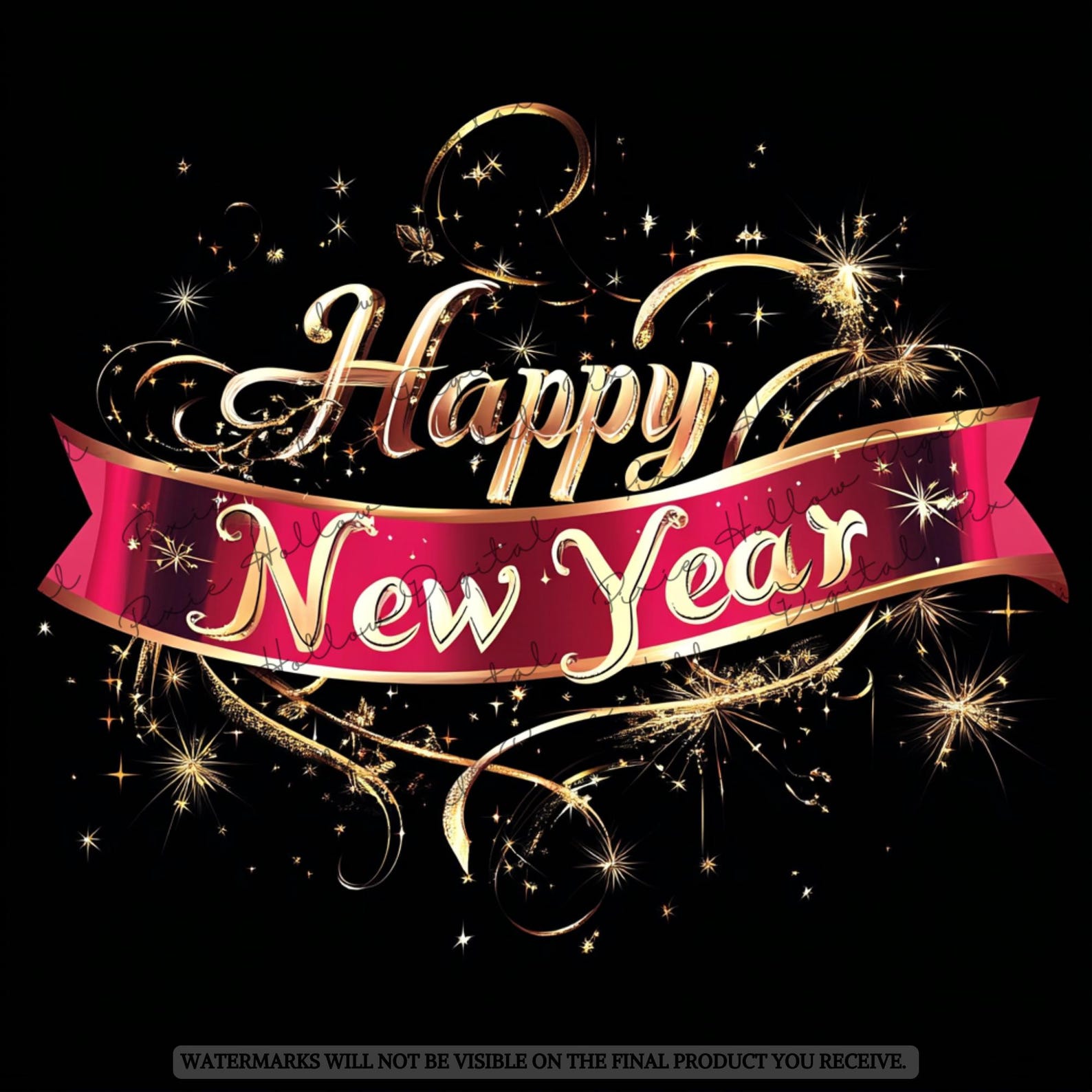 Happy New Year Clip Art Bundle: 18 Festive PNG Images (digital Download ...