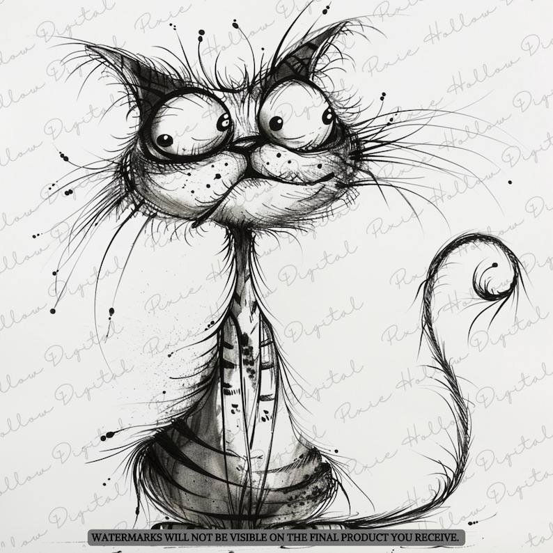 Whimsical Cats Clip Art Bundle: 10 Pngs of Scruffy Cats for Junk ...