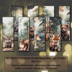 Printable Bookmarks: Woodland Animals, Printable Gift for Nature Forest ...
