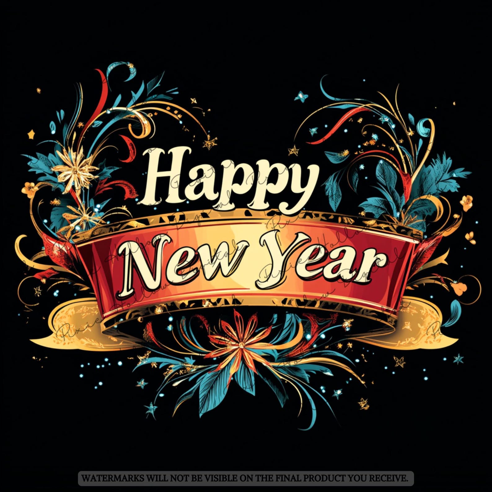 Happy New Year Clip Art Bundle: 18 Festive PNG Images (digital Download ...