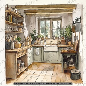 Clip Art Bundle: 14 Cosy Country Kitchen Pngs for Junk Journaling, Card ...