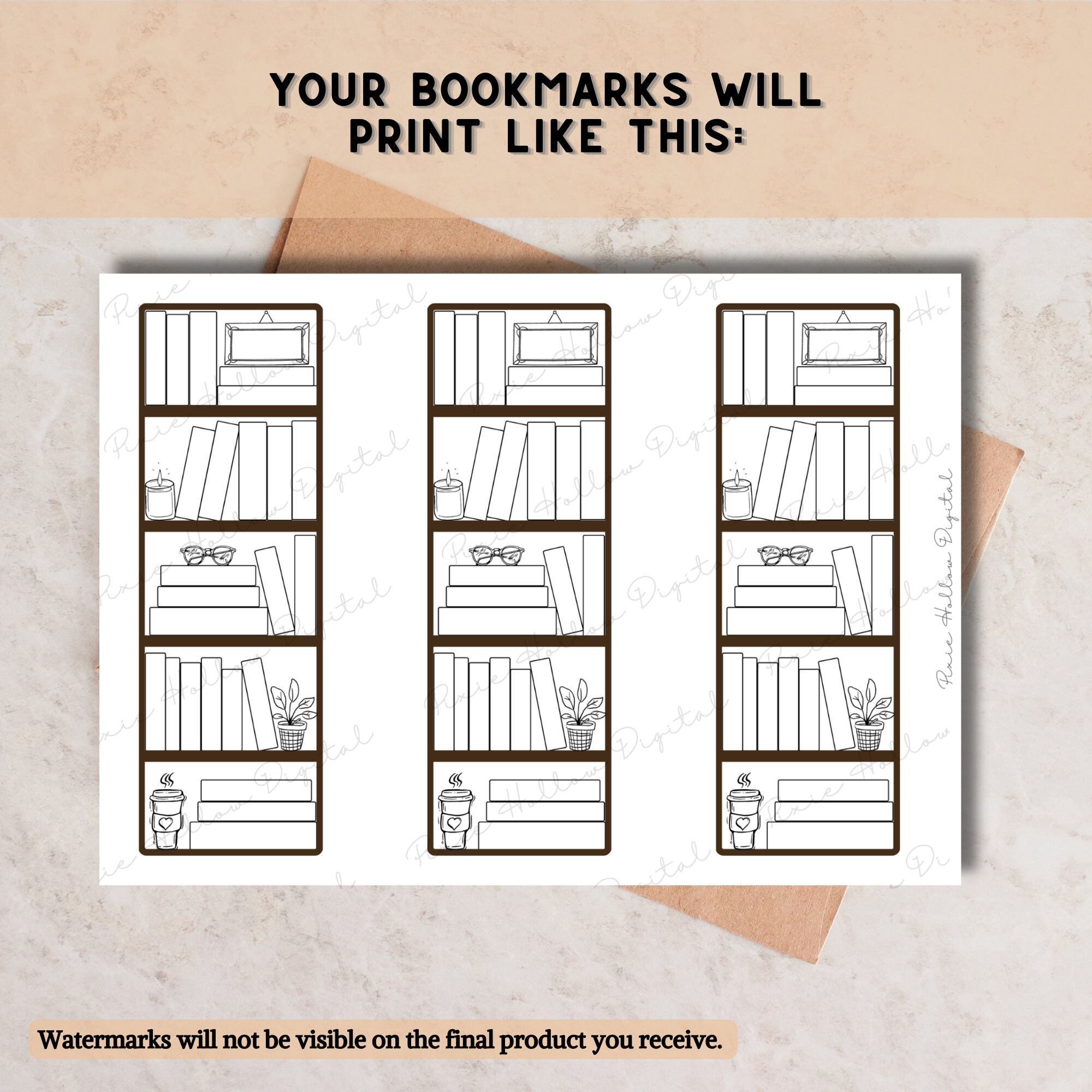 Bookcase Bookmark, Printable Gift for Book Lovers, Colouring Bookmark ...