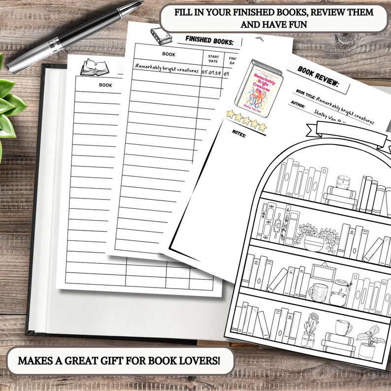 Printable Book Tracker: Reading Journal, Printable Reading Planner ...