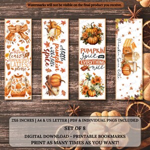 Pumpkin Spice Bookmarks Printable Reading Gift Cozy Fall Bundle for ...