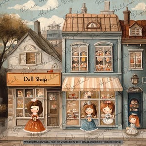 Whimsical Doll Shop Clip Art Bundle: 18 Pngs for Junk Journals (digital ...