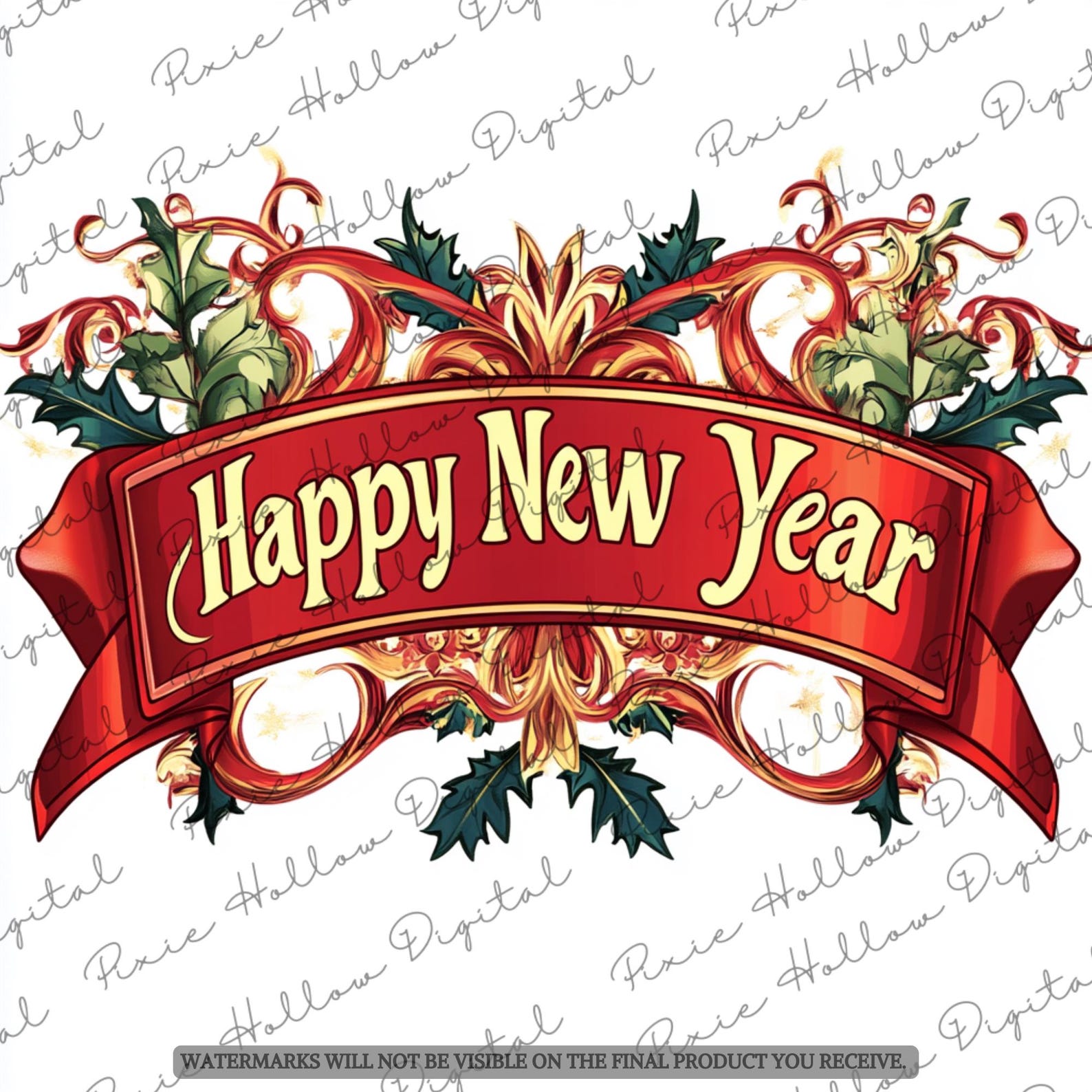 Happy New Year Clip Art Bundle: 18 Festive PNG Images (digital Download ...