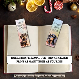Printable Bookmarks: Dachshund Dog Lover Gift, Gifts for Book Lover ...