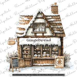 Gingerbread Shop Clipart Bundle: 15 Festive Christmas Pngs (digital ...