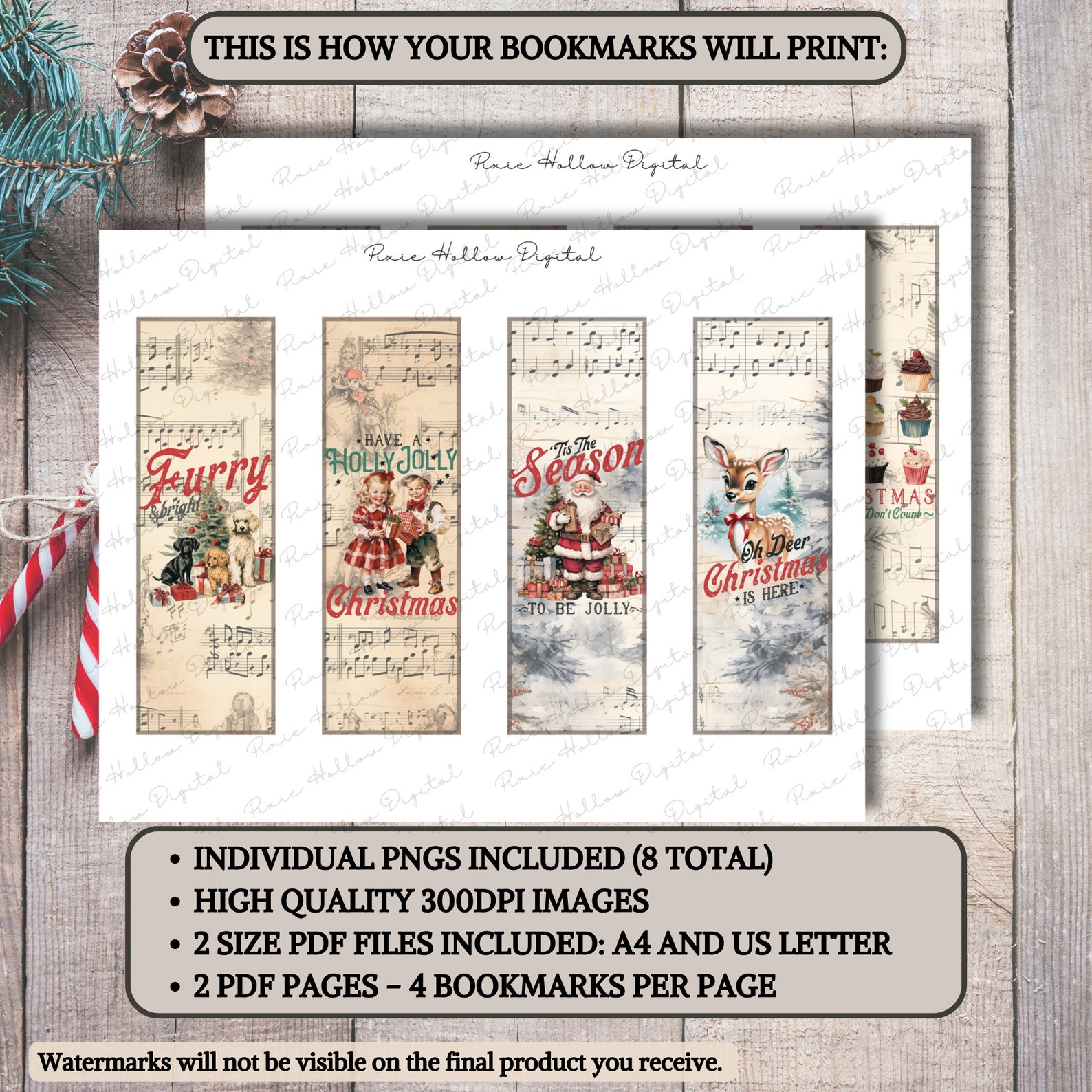 Vintage Christmas Bookmarks: Holiday Reading Set (digital Download) - Etsy