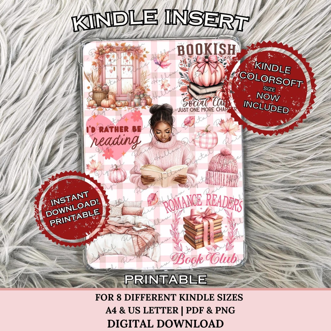 Pink Fall Kindle Clear Case Cover: Printable Bookish Autumn Insert ...
